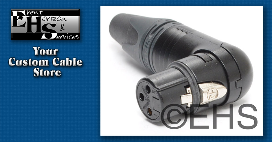 Neutrik NC3FRX-B Female XLR 3 Pin Right Angle Black/Gold- Event