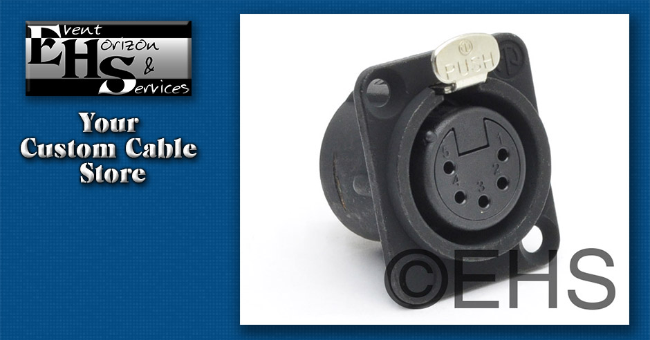 Neutrik NC5FD-L-B-1 Female XLR 5 Pin Panel Black/Gold- Event Horizon